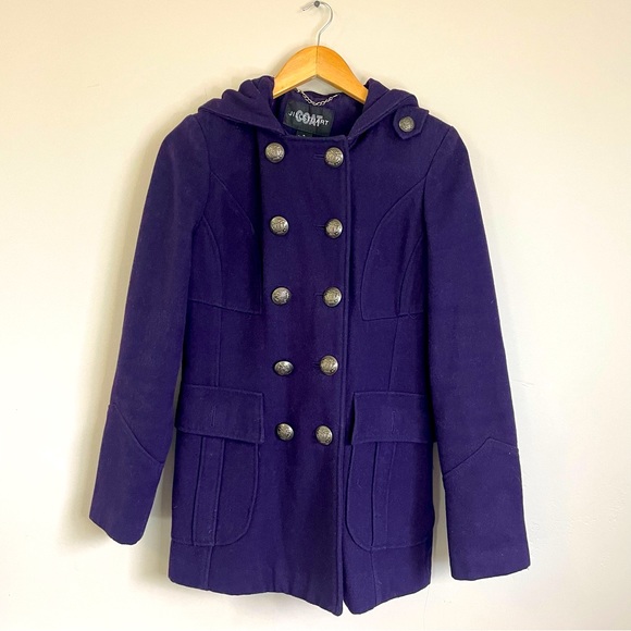 Jill Stuart | Jackets & Coats | Jill Stuart Purple Pea Coat Long Wool ...